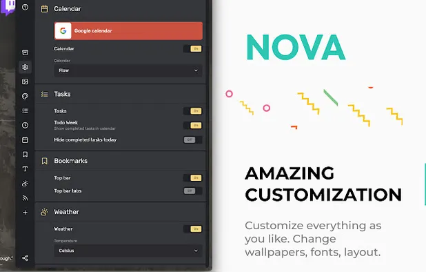 Nova New Tab: Best new tab browser extension with Bookmarks, Calendar ...