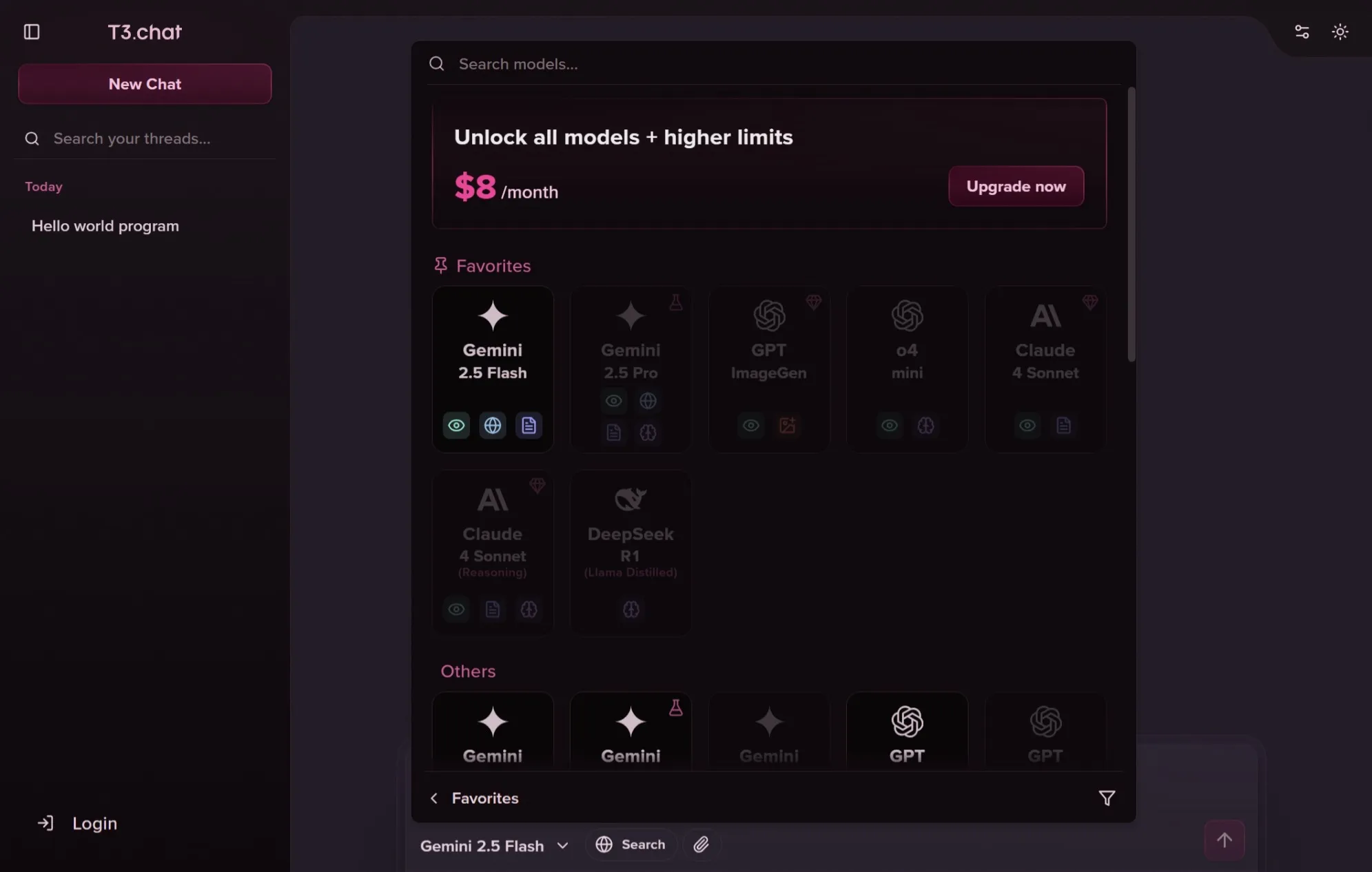 T3 Chat: AI chatbot website/web app that provides access to various large language | AlternativeTo
