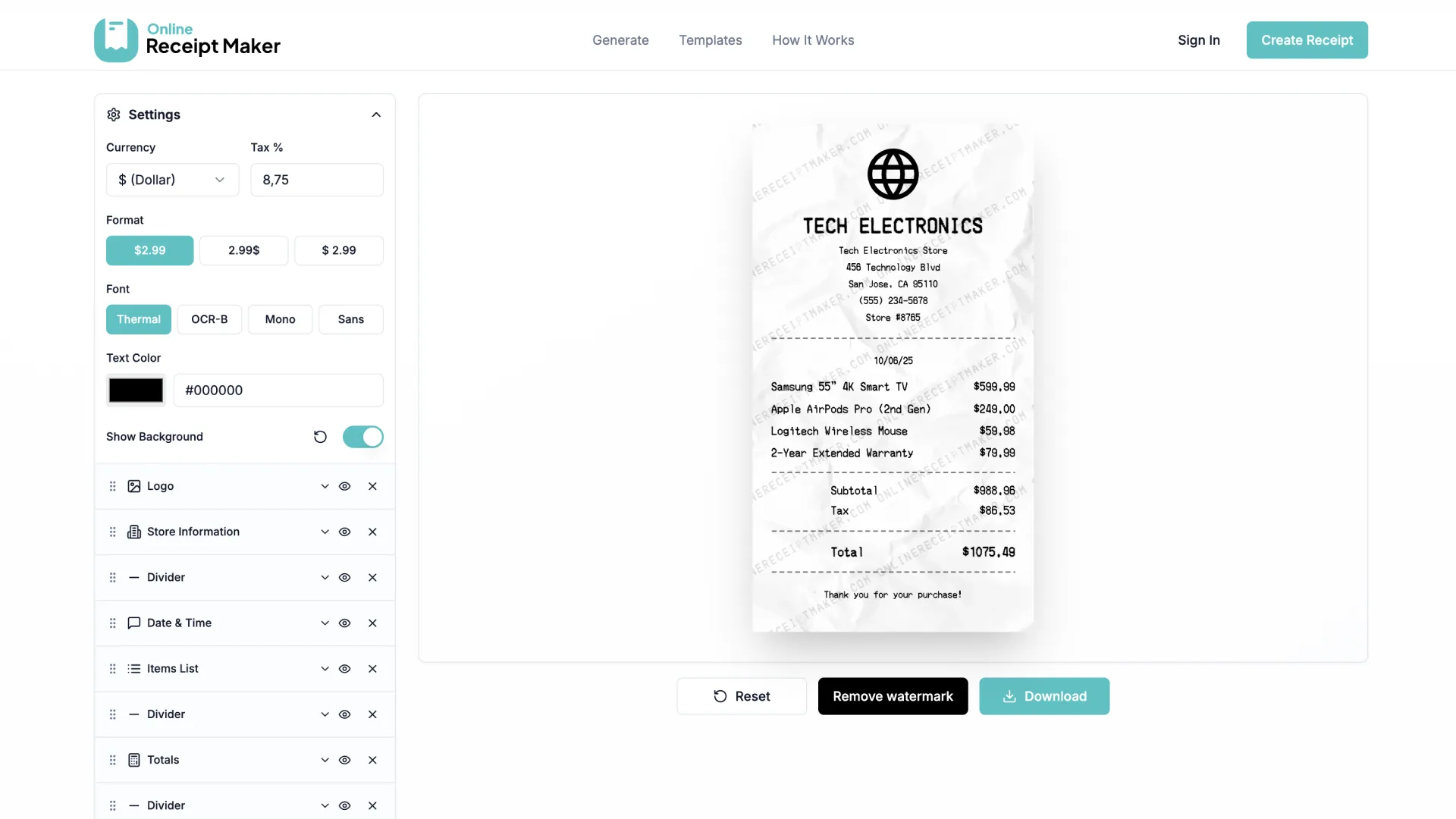 Online Receipt Maker: Generate professional business receipts ...