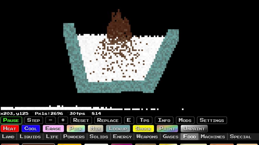 Sandboxels: In-browser falling sand simulation game, with mechanics ...