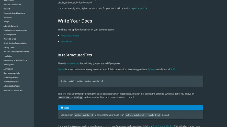 Read The Docs: Create, host, and browse documentation | AlternativeTo