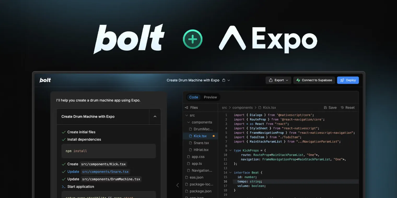 Bolt.new now integrates with Expo for easy no-code AI-powered iOS and ...
