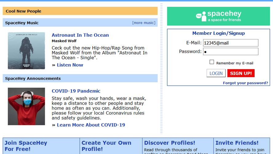 SpaceHey: Friendly online community for you and your friends that lets ...