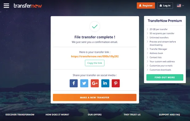 TransferNow: Sharing service to transfer large files from point A to ...