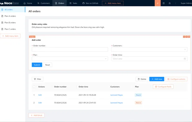 NocoBase: Scalability-first, open-source no-code/low-code platform to build internal tools ...
