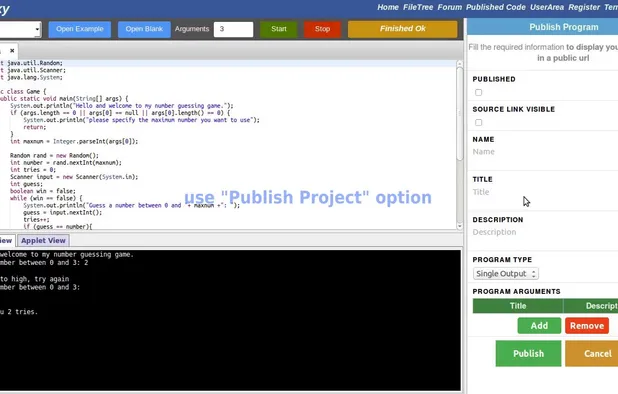 Browxy: Java online compiler, a free multi-language IDE to create, run ...