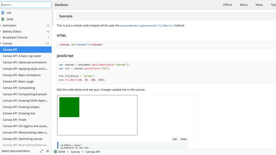 DevDocs: Combines multiple developer documentations in a clean and organized web UI with ...
