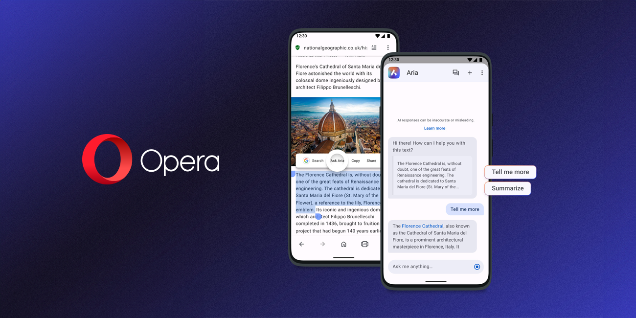 Opera introduces Ask Aria and Aria Voice features for its AI chatbot on Android | AlternativeTo