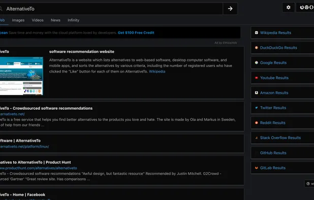 Infinity Search: Privacy search engine that is completely customizable ...