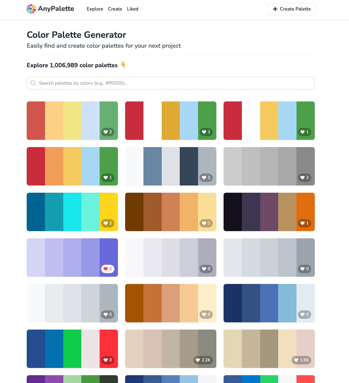 AnyPalette: Explore over 1M beautiful color palettes, create your own ...