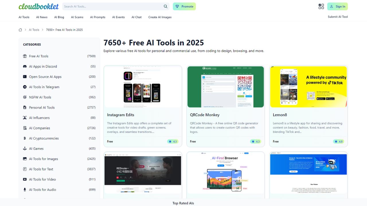 Cloudbooklet AI: - AI Image Generator and AI Tools Directory | AlternativeTo
