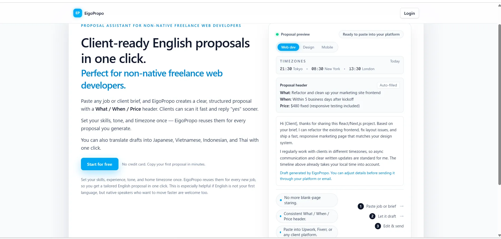 EigoPropo: Paste a job post ? get a client-ready English proposal in ~1 ...