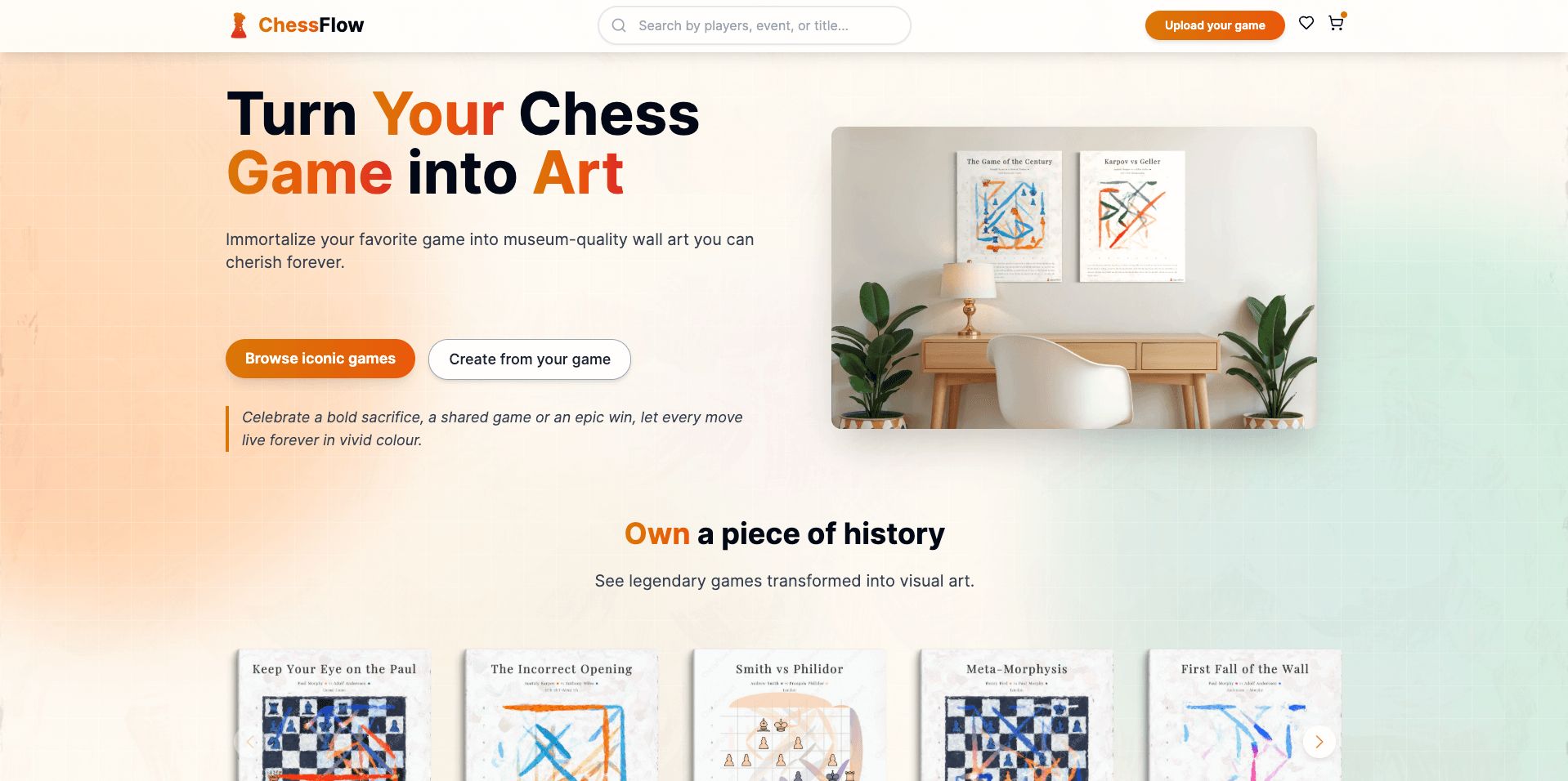ChessFlow: Transform any chess game into custom artwork. Upload your ...