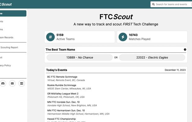 FTCScout: A website for scouting FIRST Tech Challenge (FTC) teams ...