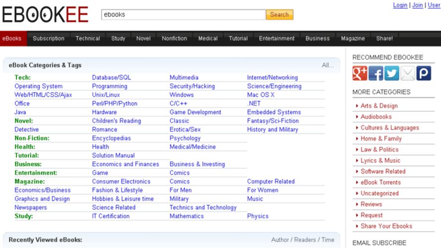 Ebookee: Was a free ebooks search engine and library | AlternativeTo