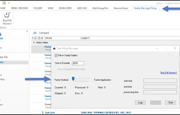 Yearly Message Filing: “Yearly Message Filling” scans your Outlook ...
