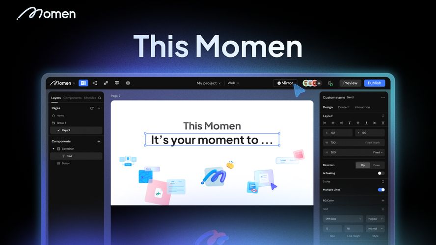 Momen: Build powerful web apps, and create your custom GPTs, no code needed! | AlternativeTo