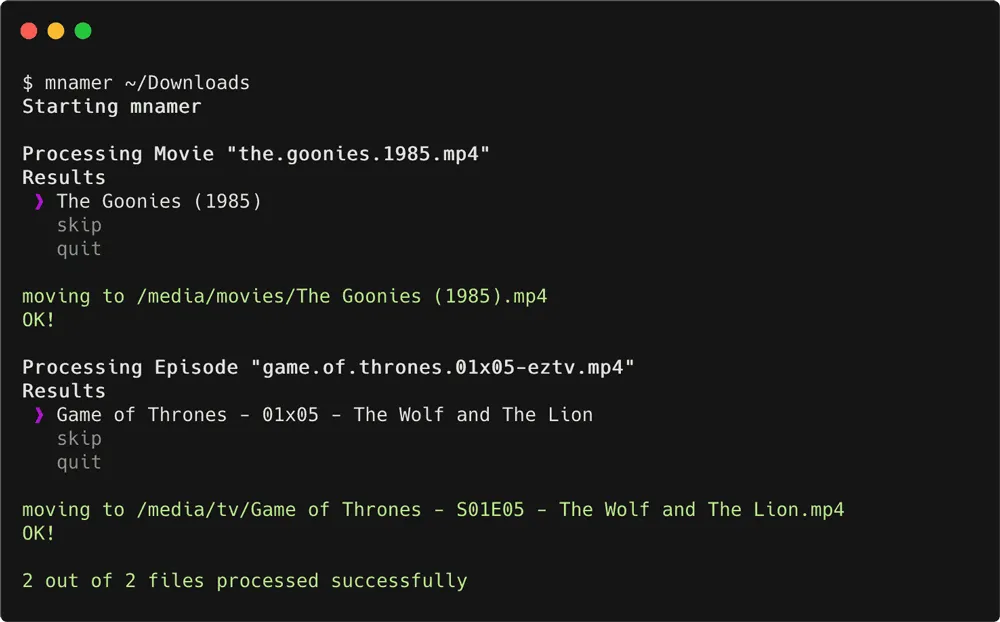 mnamer: (media renamer) is an intelligent and highly configurable media ...