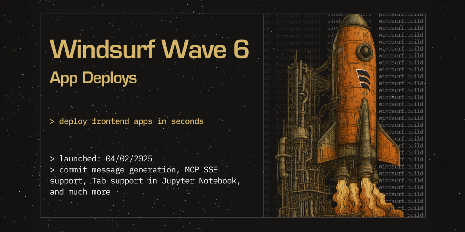 Windsurf Editor Wave 6 brings one-click app deploys, improvements to Windsurf Tabs & more ...