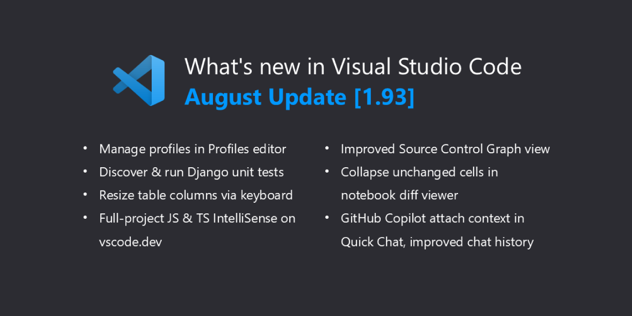 Visual Studio Code 1.93 update brings centralized profiles, enhanced GitHub Copilot & more ...