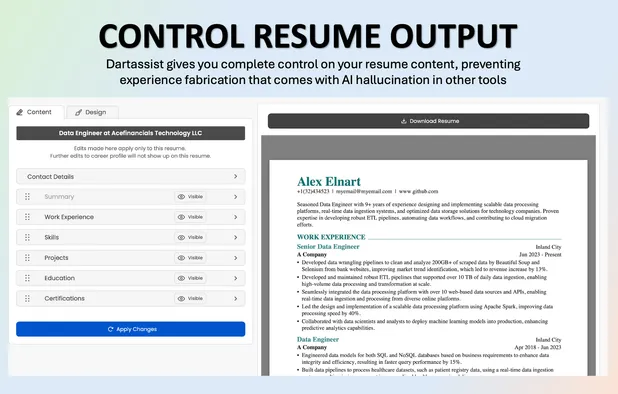 Dartassist: AI-first career copilot that helps you create tailored resumes, track job ...