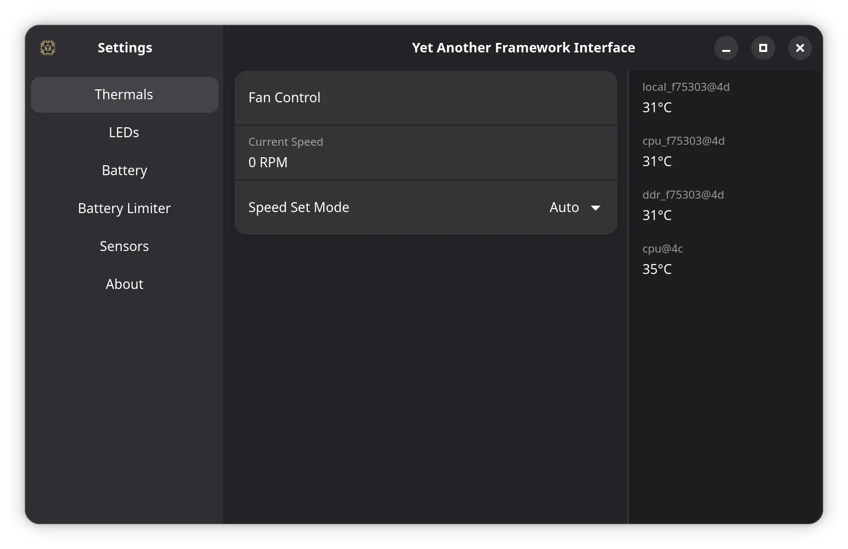 Yet Another Framework Interface: YAFI is another GUI for the Framework Laptop Embedded ...