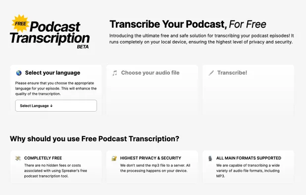 Free Podcast Transcription: Transcribe your podcast episodes for free | AlternativeTo