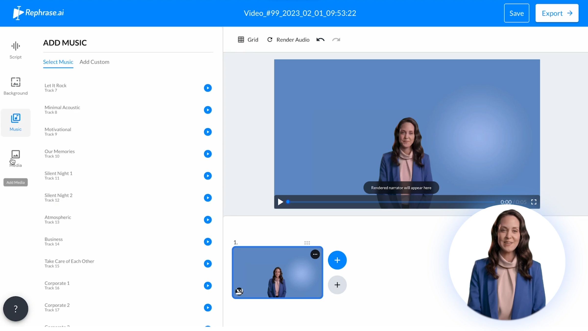 Rephrase.ai: Rephrase Studio is a text-to-video generation platform ...