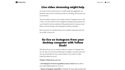 YellowDuck: Application allows you to go live on | AlternativeTo
