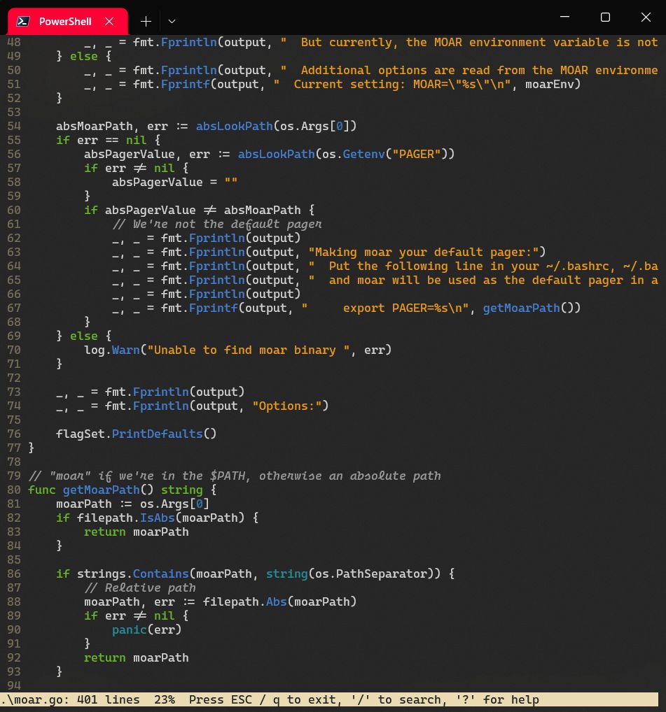 Moar: A great alternative to less | AlternativeTo