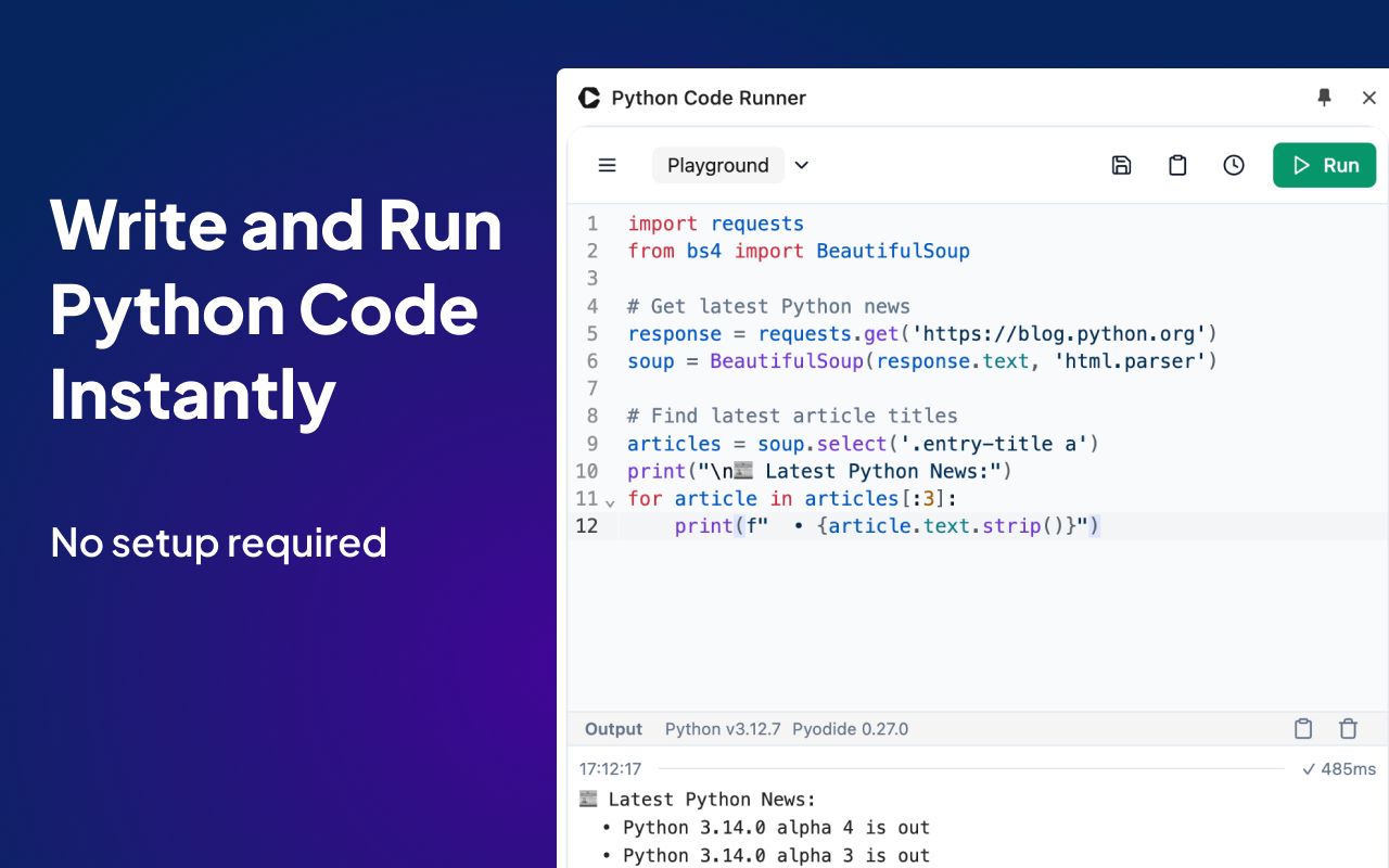 Cliprun: Python Code Runner & Playground | AlternativeTo