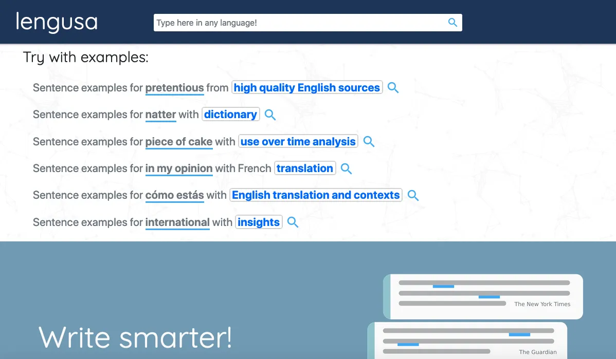 lengusa: Linguistic search engine and smart translator for perfecting ...