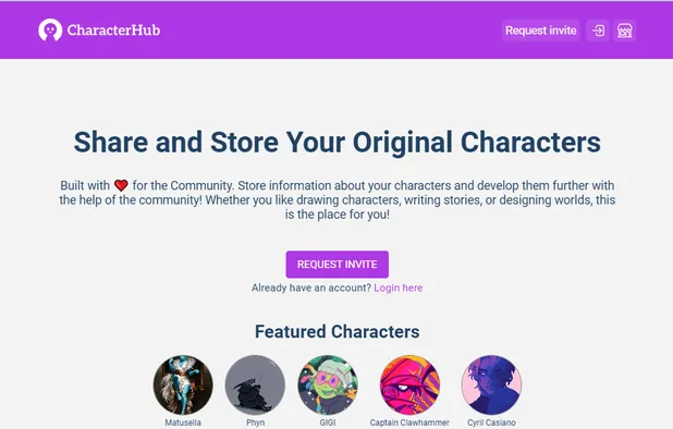 CharacterHub: A social network designed for original characters, fan ...