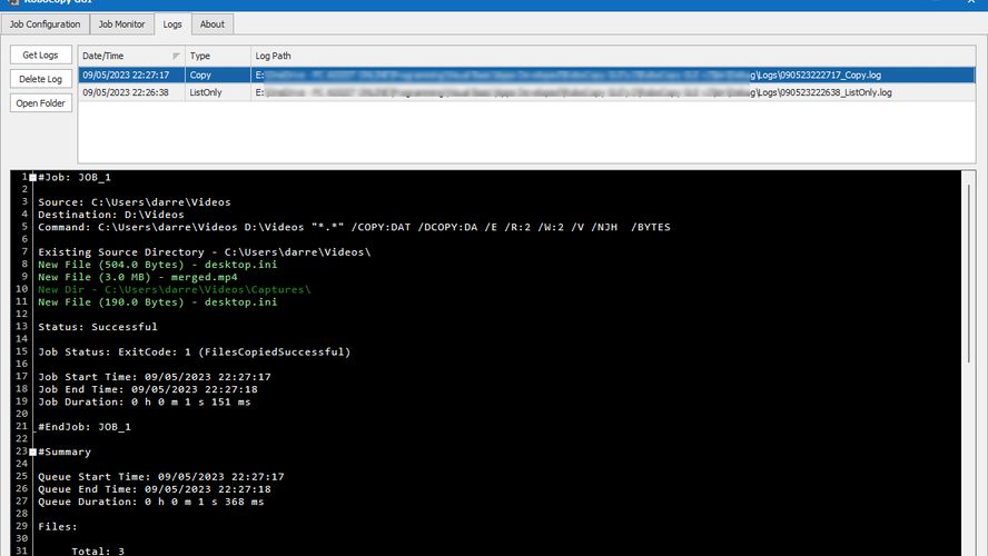 RoboCopy GUI: Visual interface for RoboCopy featuring job queuing, job ...