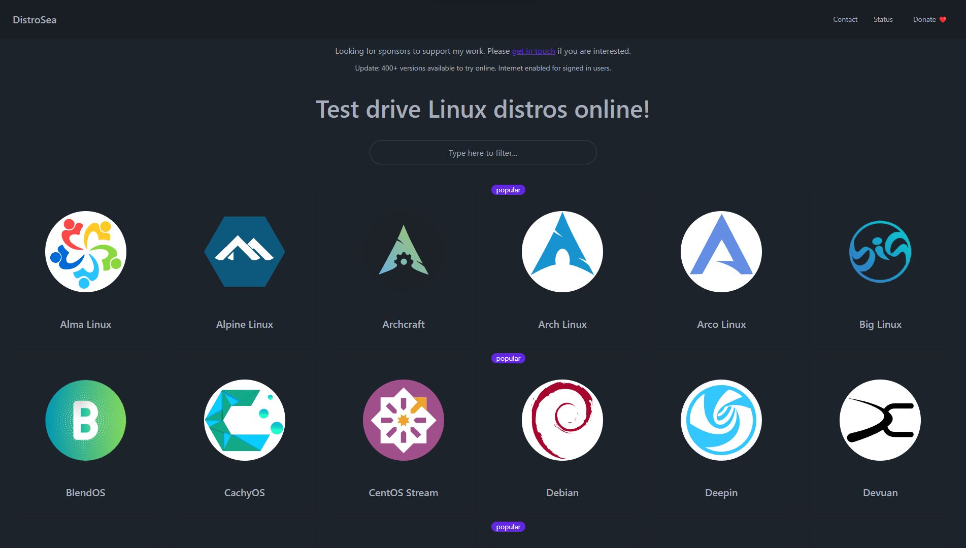 DistroSea: Test drive Linux distros online! | AlternativeTo