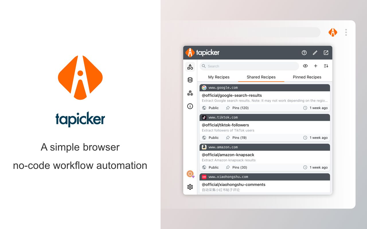 Tapicker: Visual browser automation and web data scraper that makes it easy to build your ...