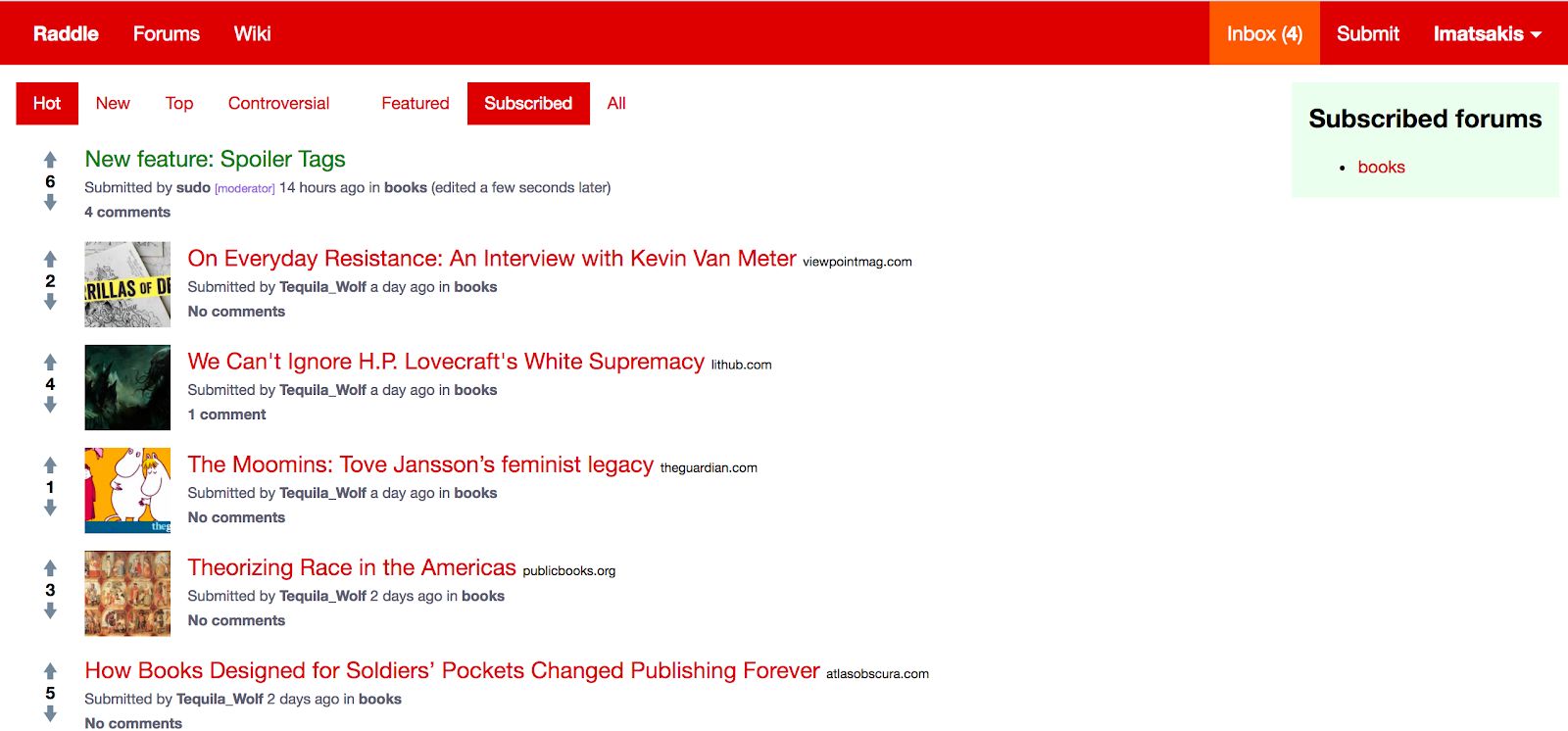 Raddle: A web-based forum where users submit links, pictures, posts ...