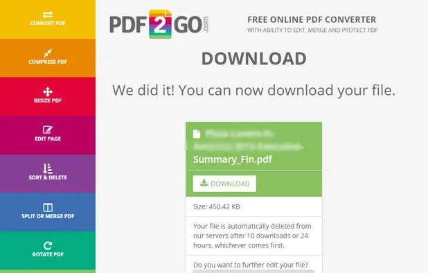 PDF2GO: Edit PDF files online and convert, compress, merge, split ...