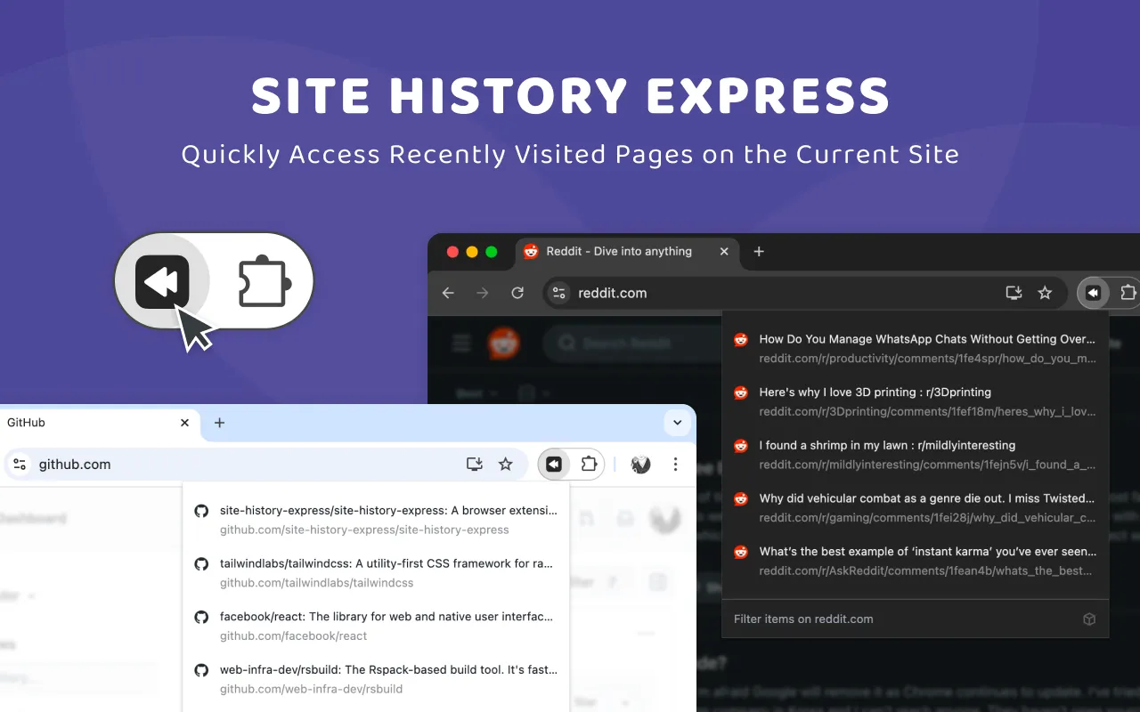 Site History Express: Handy browser extension that lets you quickly revisit pages you've ...