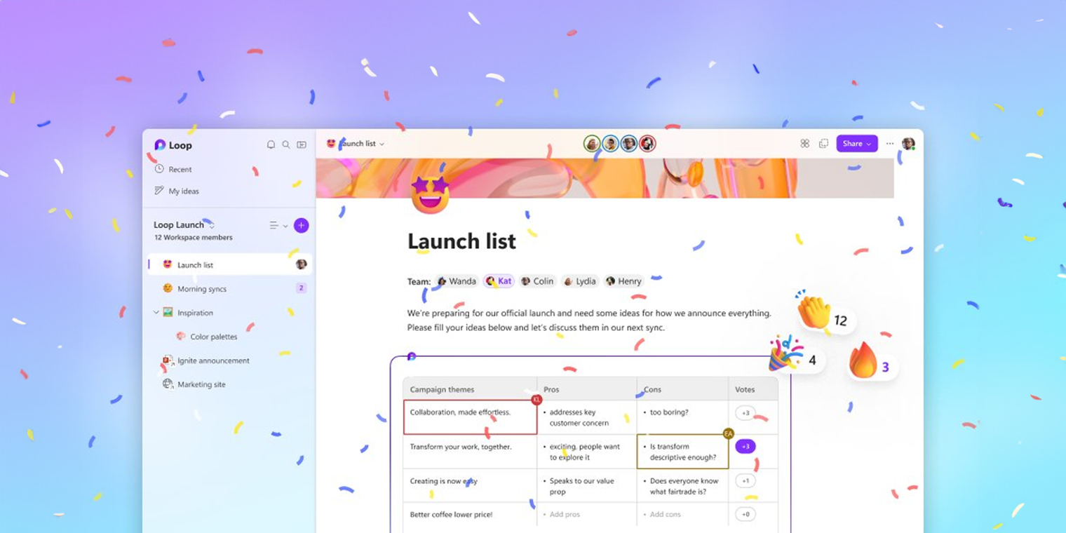 Microsoft Loop is now available for business customers, along with many new features ...