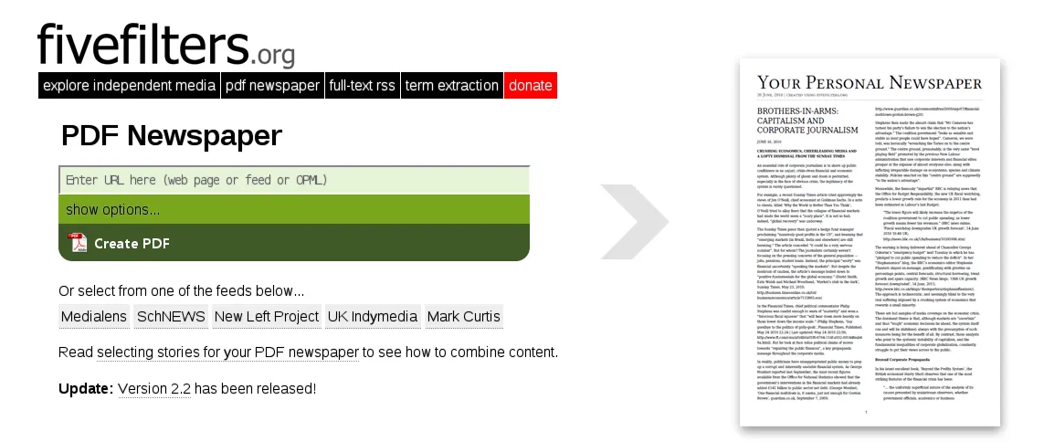 FiveFilters PDF Newspaper Alternatives - Explore Similar Sites & Apps ...