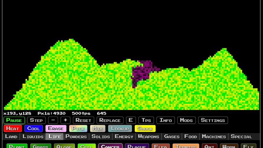 Sandboxels: In-browser falling sand simulation game, with mechanics ...