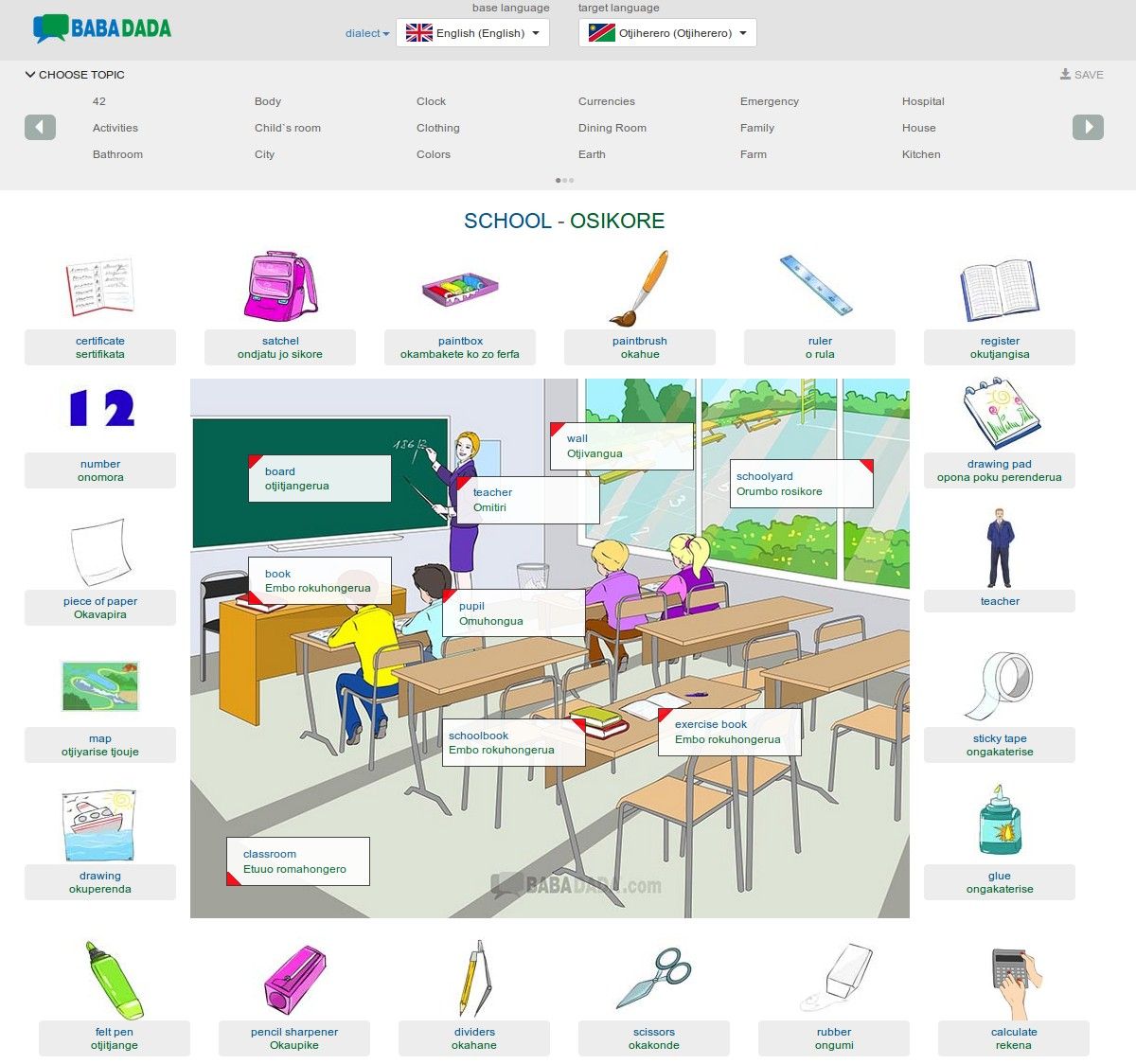 BABADADA: Online Visual Dictionary. Features languages and dialects ...