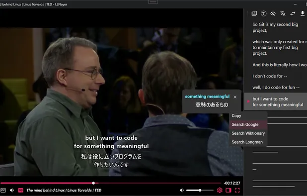 LLPlayer: Media player for language learners with dual subtitles ...