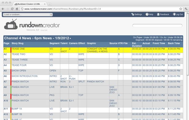 Rundown Creator: TV/radio rundown software that runs in your web ...