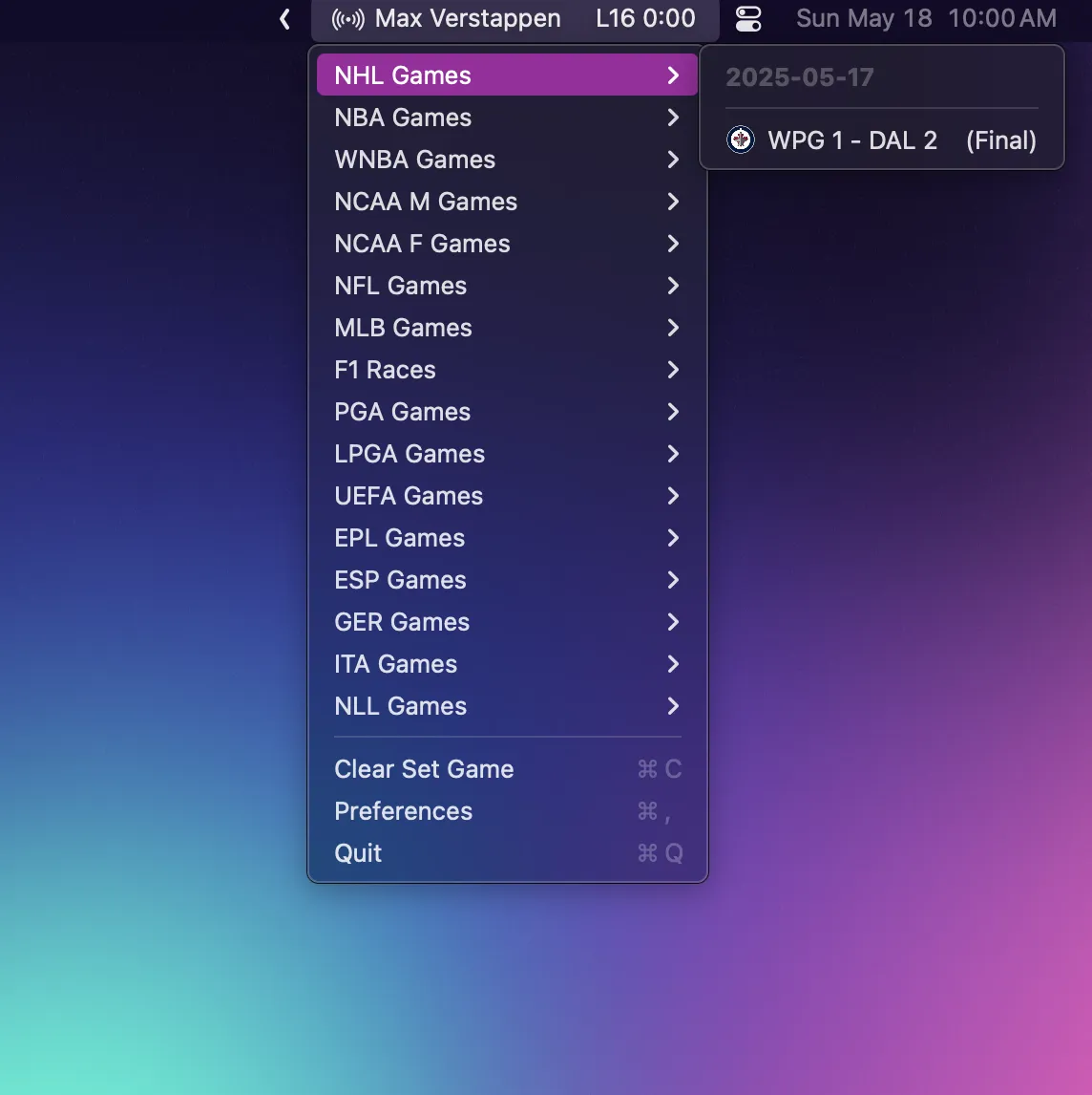 MenuScores: A lightweight macOS menu bar app that brings sports and ...