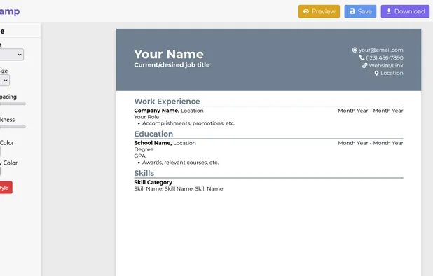 Resume Stamp: Create and download a professional resume in a matter of ...