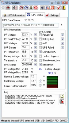 UPS Assistant: A tiny free UPS monitoring program for Megatec/Winpower protocol based (Ippon ...