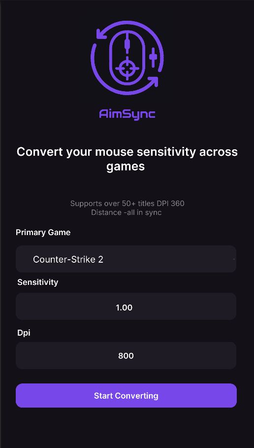 AimSync Sensitivity Converter: Convert your mouse sensitivity between ...