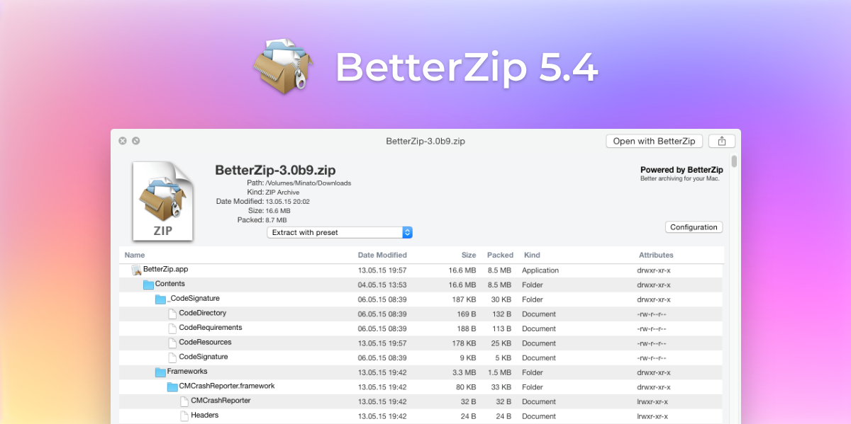 BetterZip 5.4 brings new file previews, Finder-style selection, macOS 26 support, and more ...